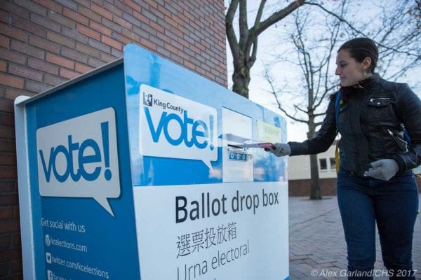 Election Day on Capitol Hill and the Broadway ballot drop box is busy ...