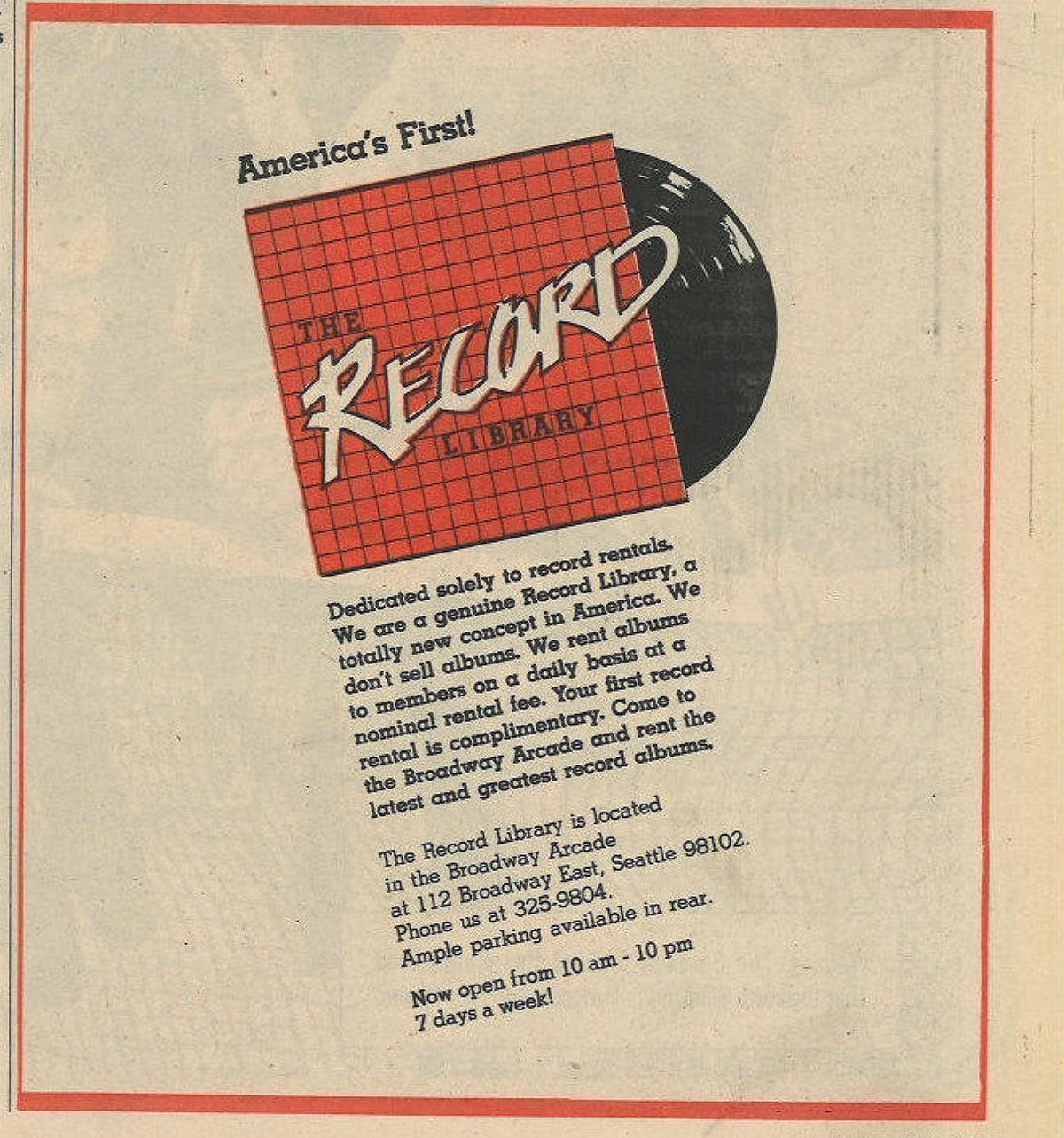 15 — The Record Library print advertisement ca. 1982 (Image — Todd ...