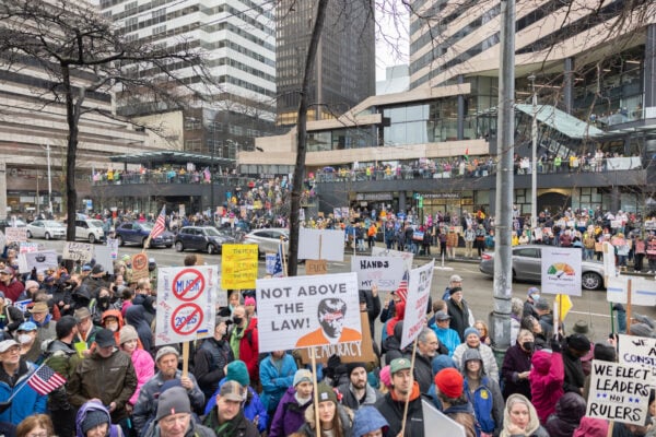 Seattle crowds protest Trump’s federal layoffs at the VA, USFS, CDC ...
